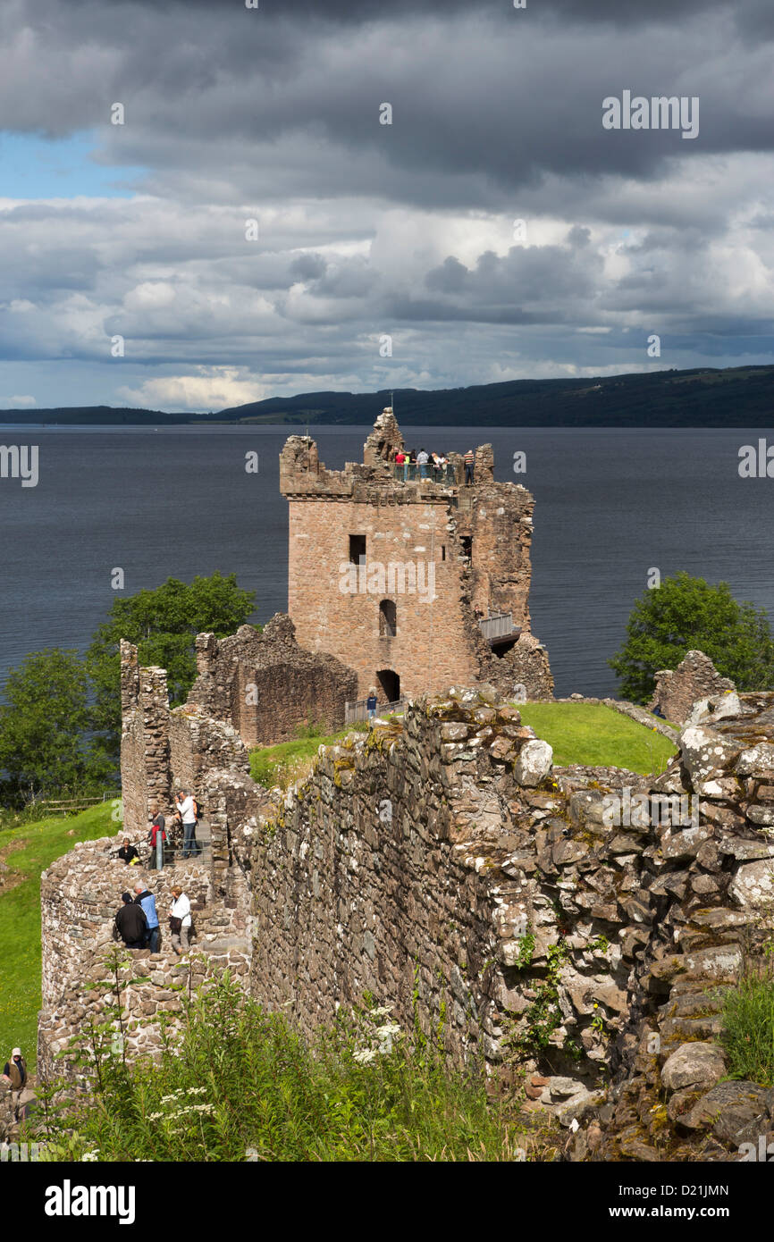 Grants Tower of Urquhart Castle on edge of Loch Ness, near ...
