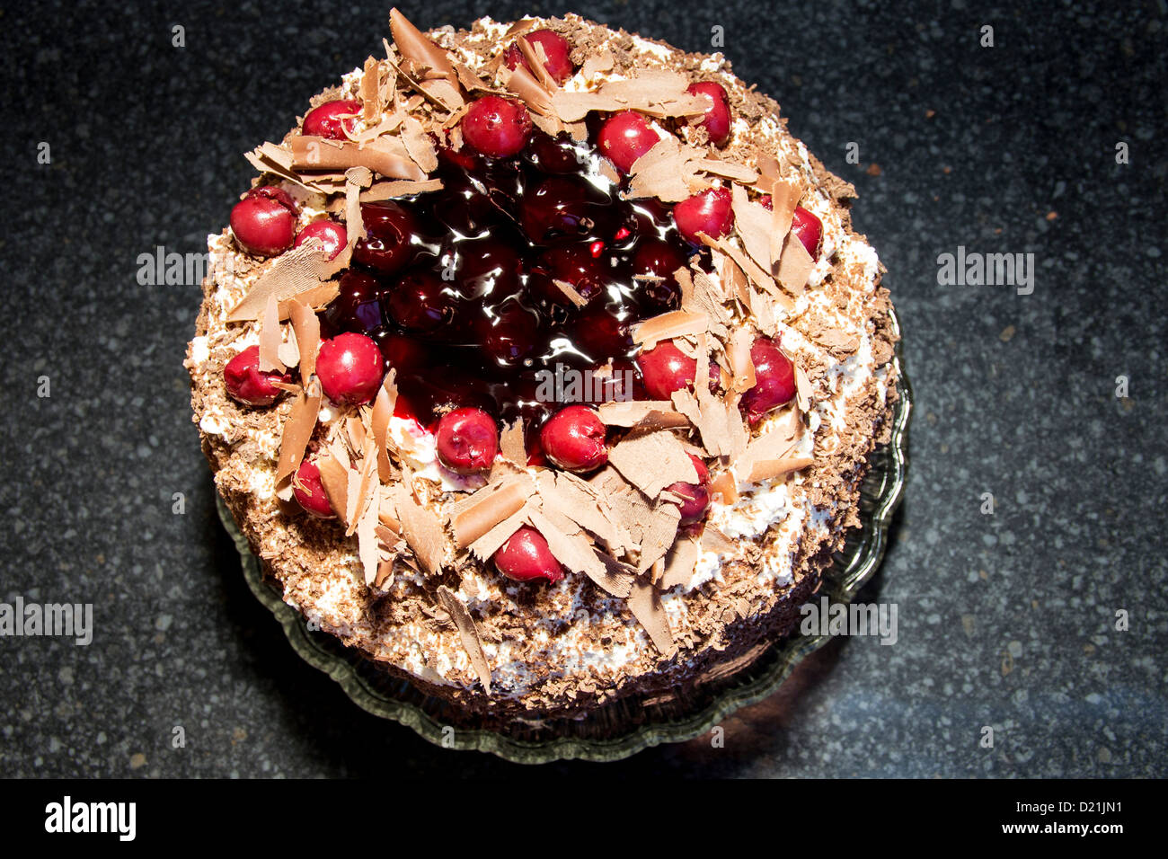 A Black forest gateau cake Stock Photo - Alamy