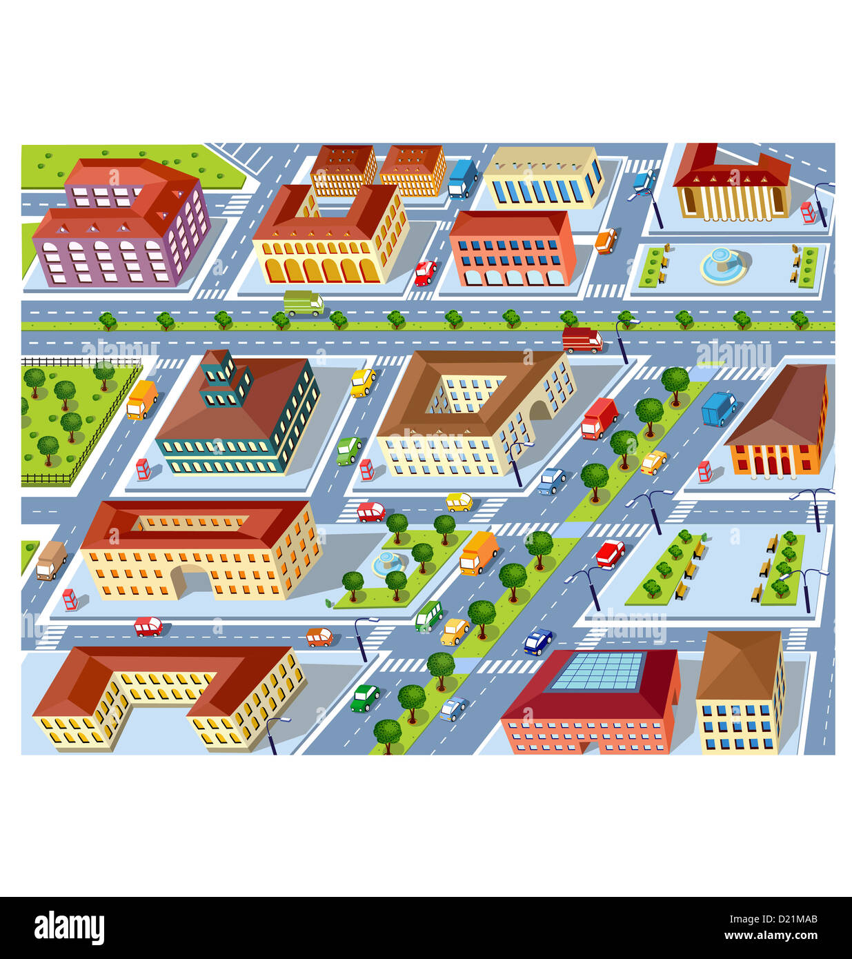 Perspective view of the urban neighborhoods of the city with buildings ...