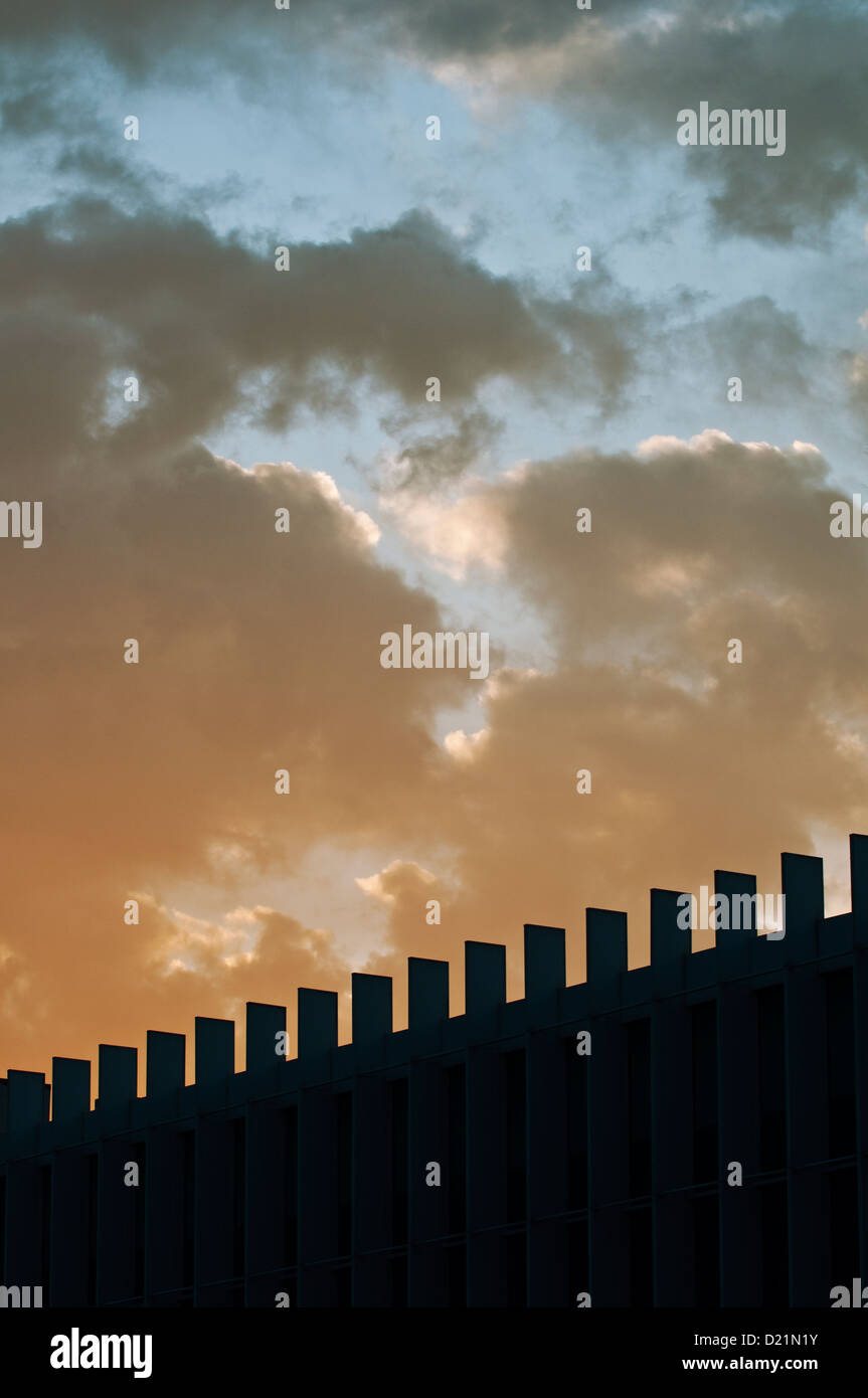 Fence silhouette at sunset Stock Photo - Alamy