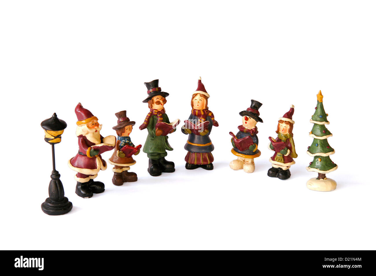 Christmas family singing on a white background Stock Photo - Alamy