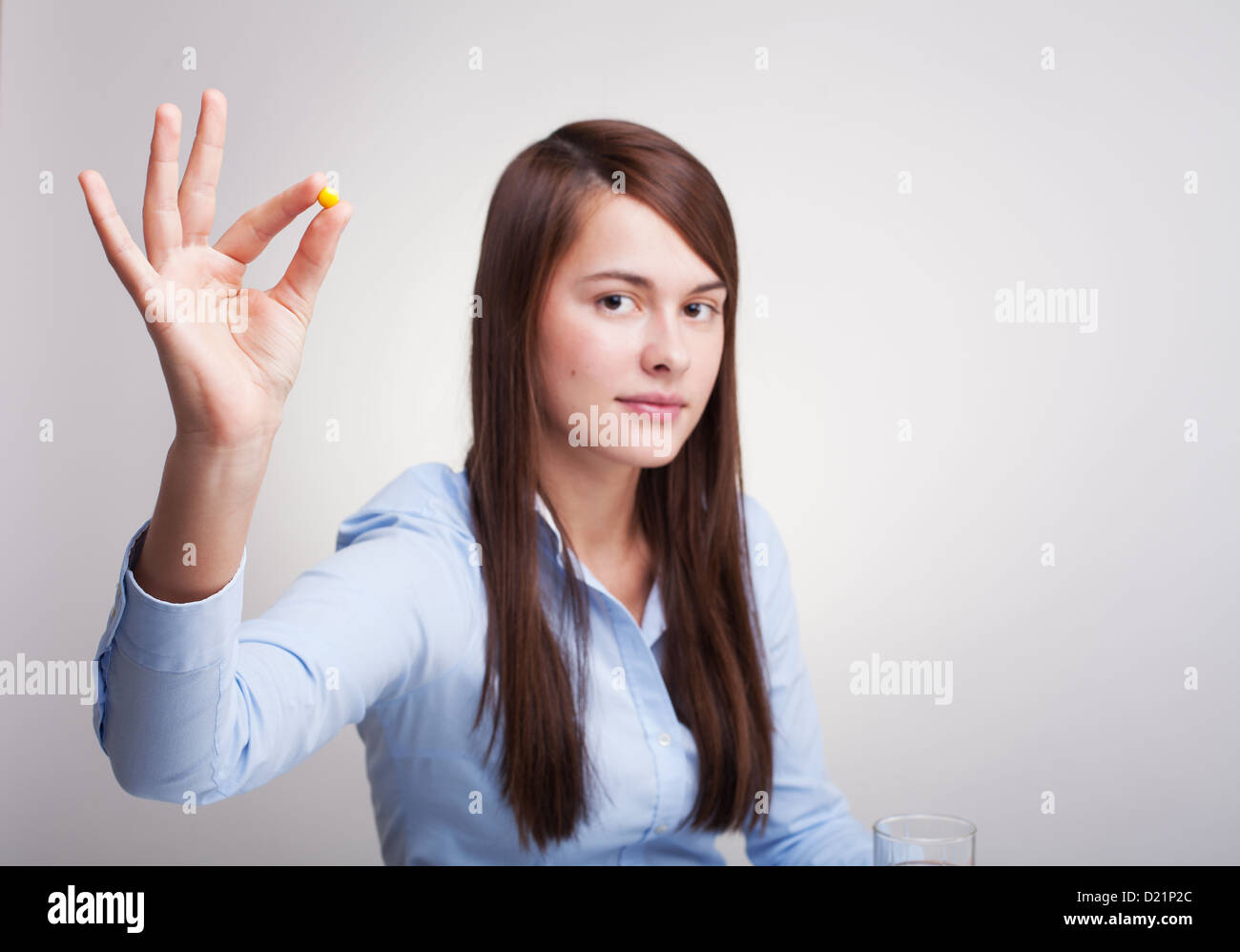 beautiful girl headache at work Stock Photo - Alamy