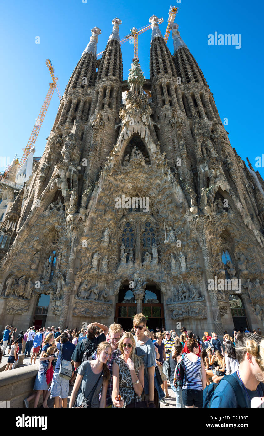 Spain, Barcelona, La Sagrada Familia designed by architect Antoni Gaudì ...