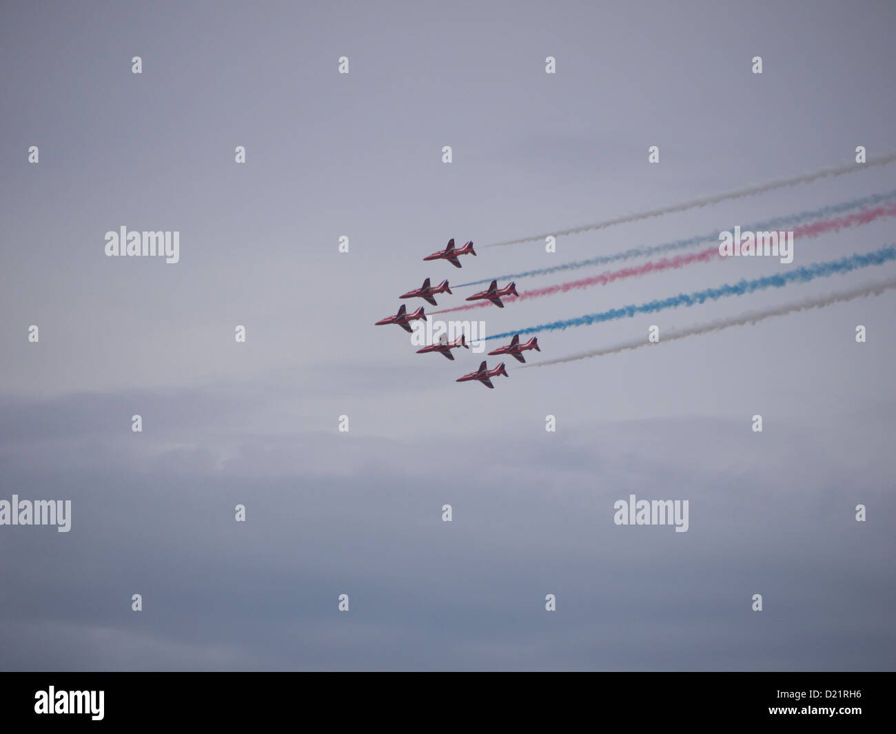 Red Arrows formation display team flying over Lincoln Steam and Vintage ...