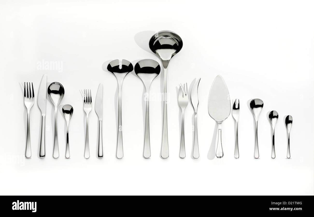 Cutlery set with Fork, Knife and Spoon on white background Stock Photo ...