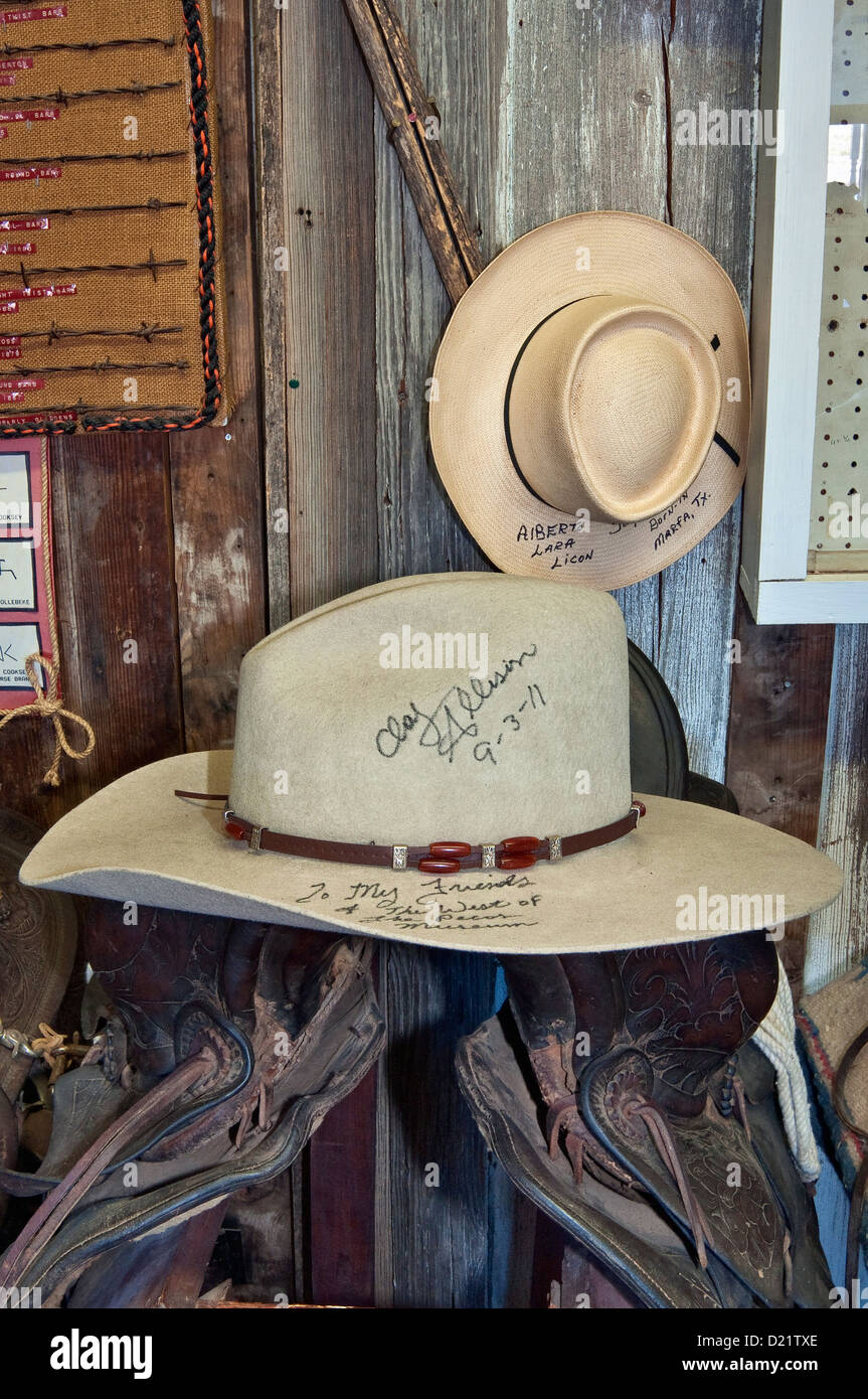 Cowboy hats identified and signed by owners at Rodeo and Brand Room at ...