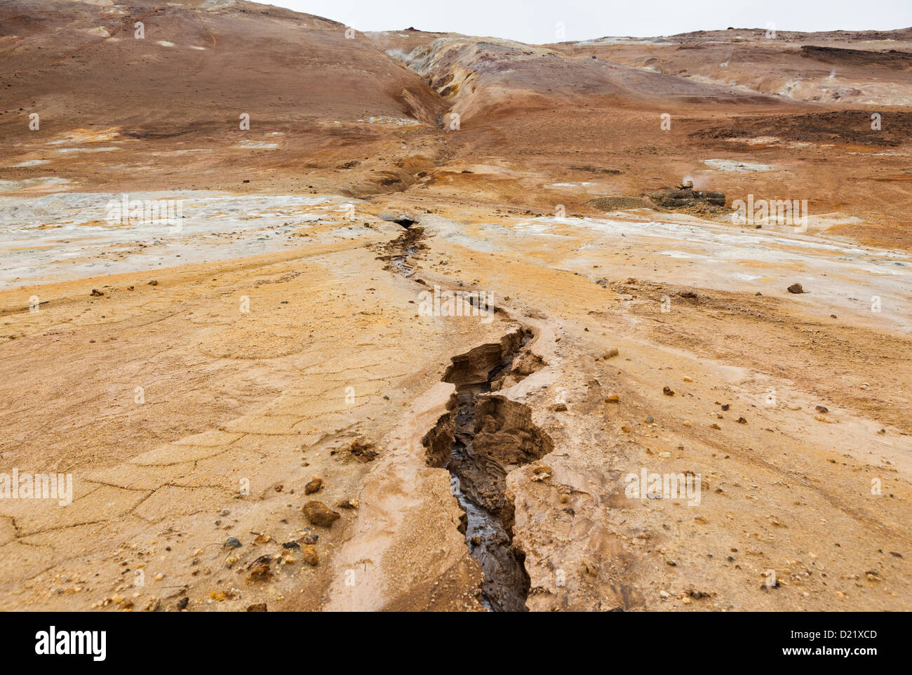 Ground fissure at Hverir, Krafla volcanic area, northeast Iceland Stock ...