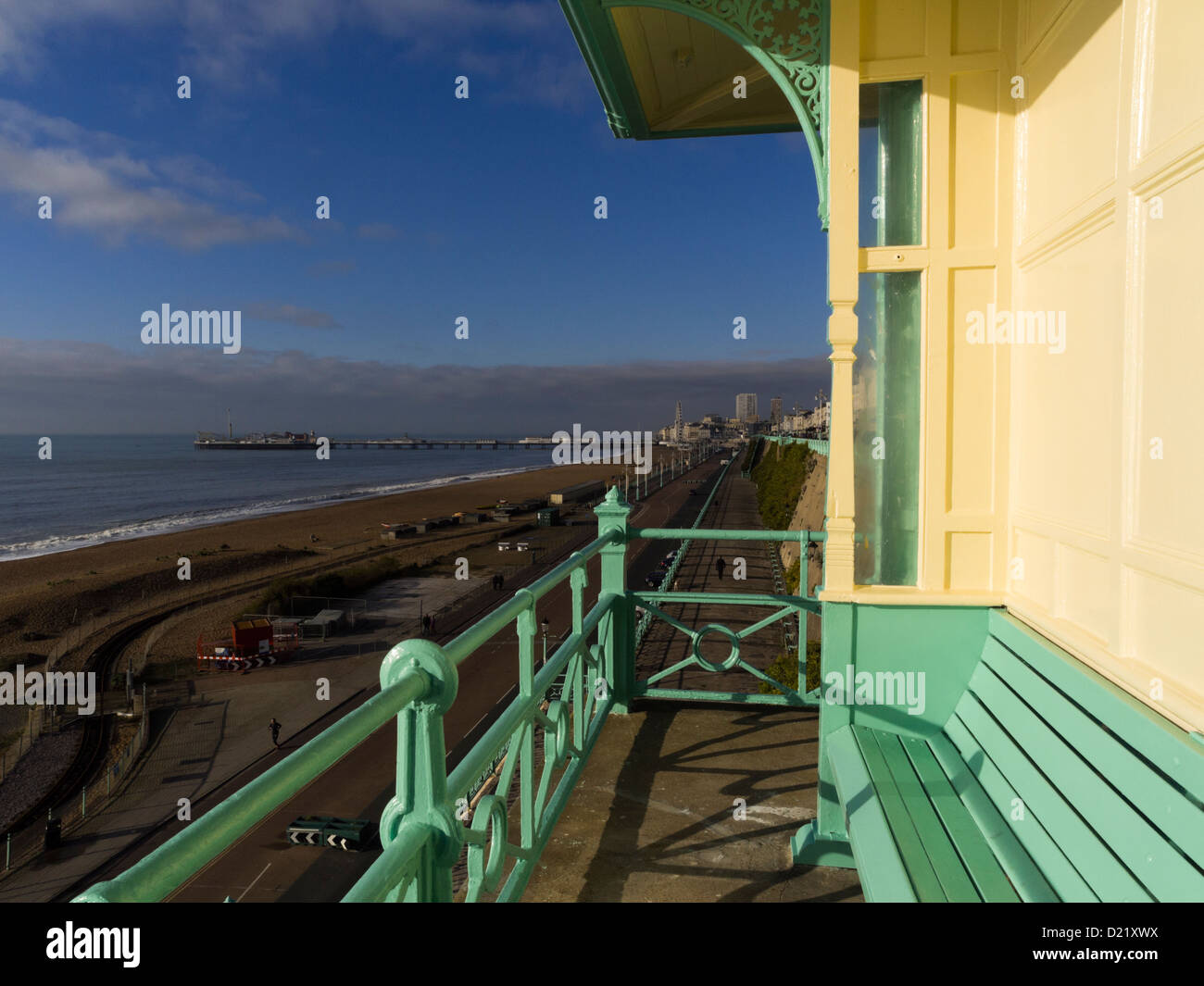 Brighton pier and the seafront from the Madeira Lift Brighton, East ...