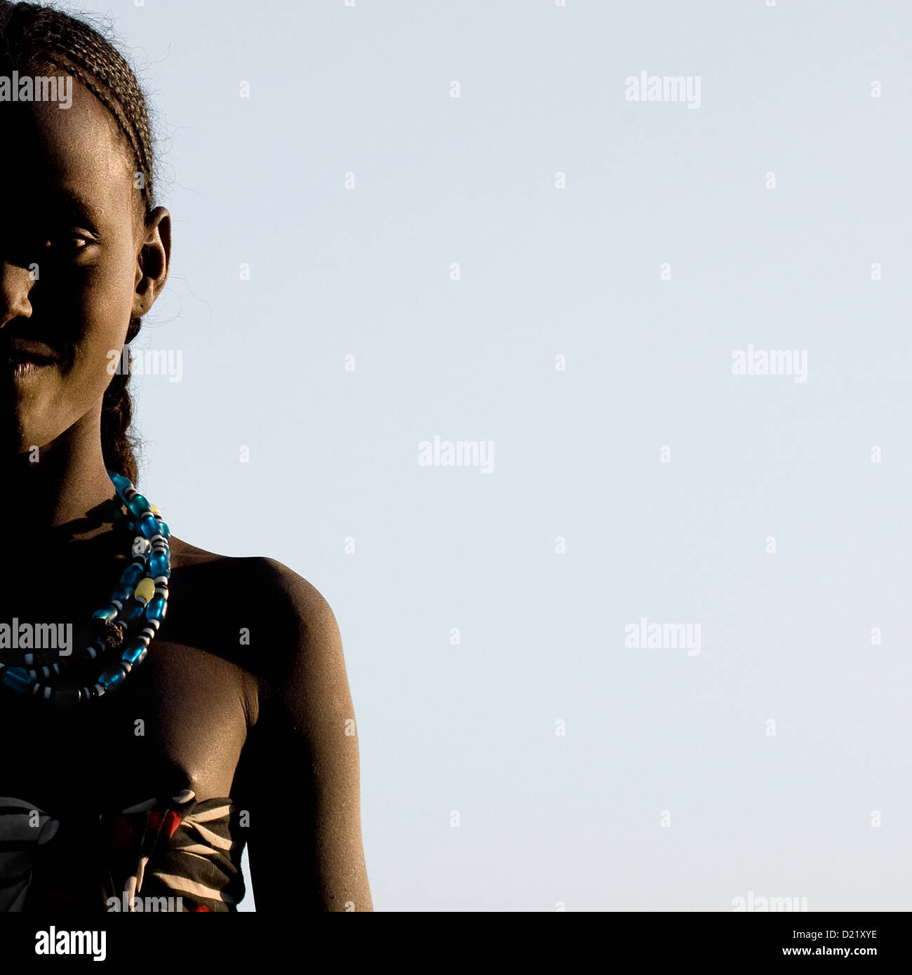 Young Afar Tribe Girl Assaita Afar Regional State Ethiopia Stock