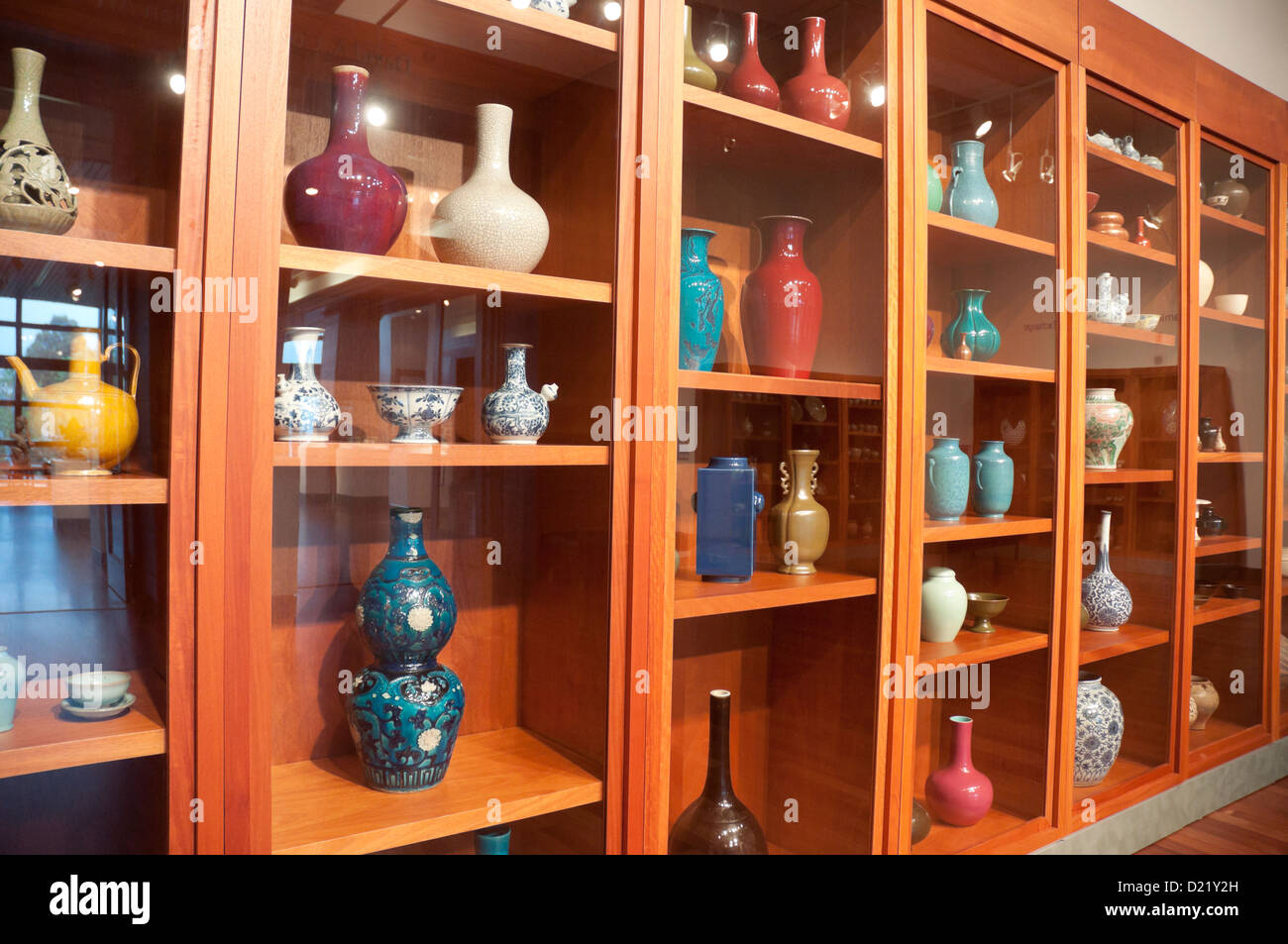 Chinese ceramics on display in a museum Stock Photo - Alamy