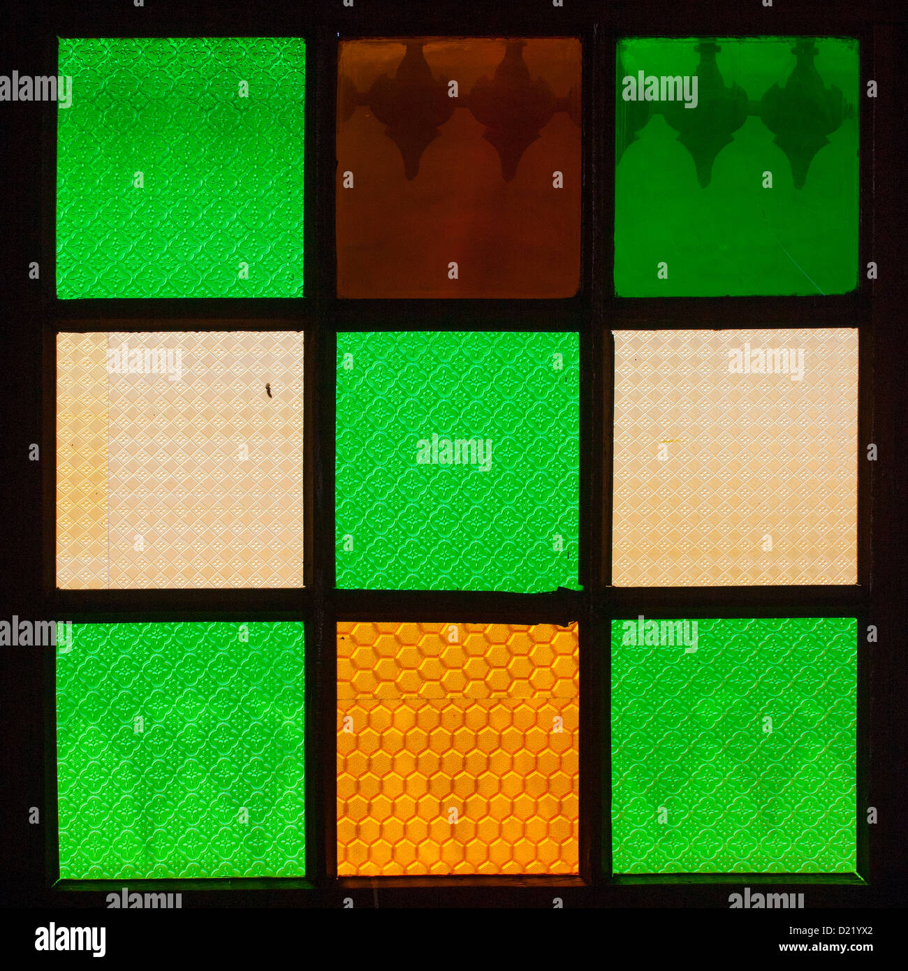 Multi Colored Window Inside Rimbaud House, Harar, Ethiopia Stock Photo ...