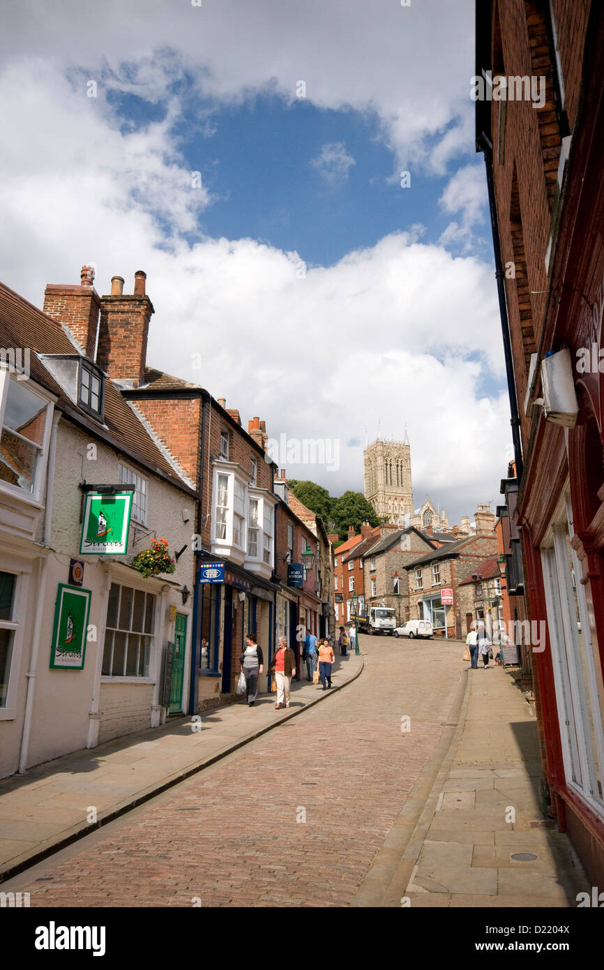 Lincoln Cathedral, Steep Hill and the Strait Stock Photo - Alamy