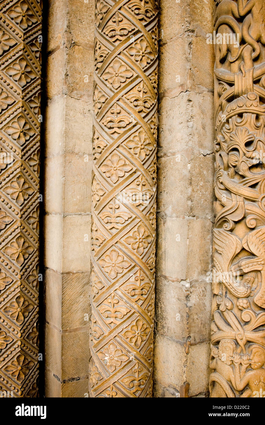 Carving on Lincoln Cathedral Norman/Romanesque West Doorway Stock Photo ...