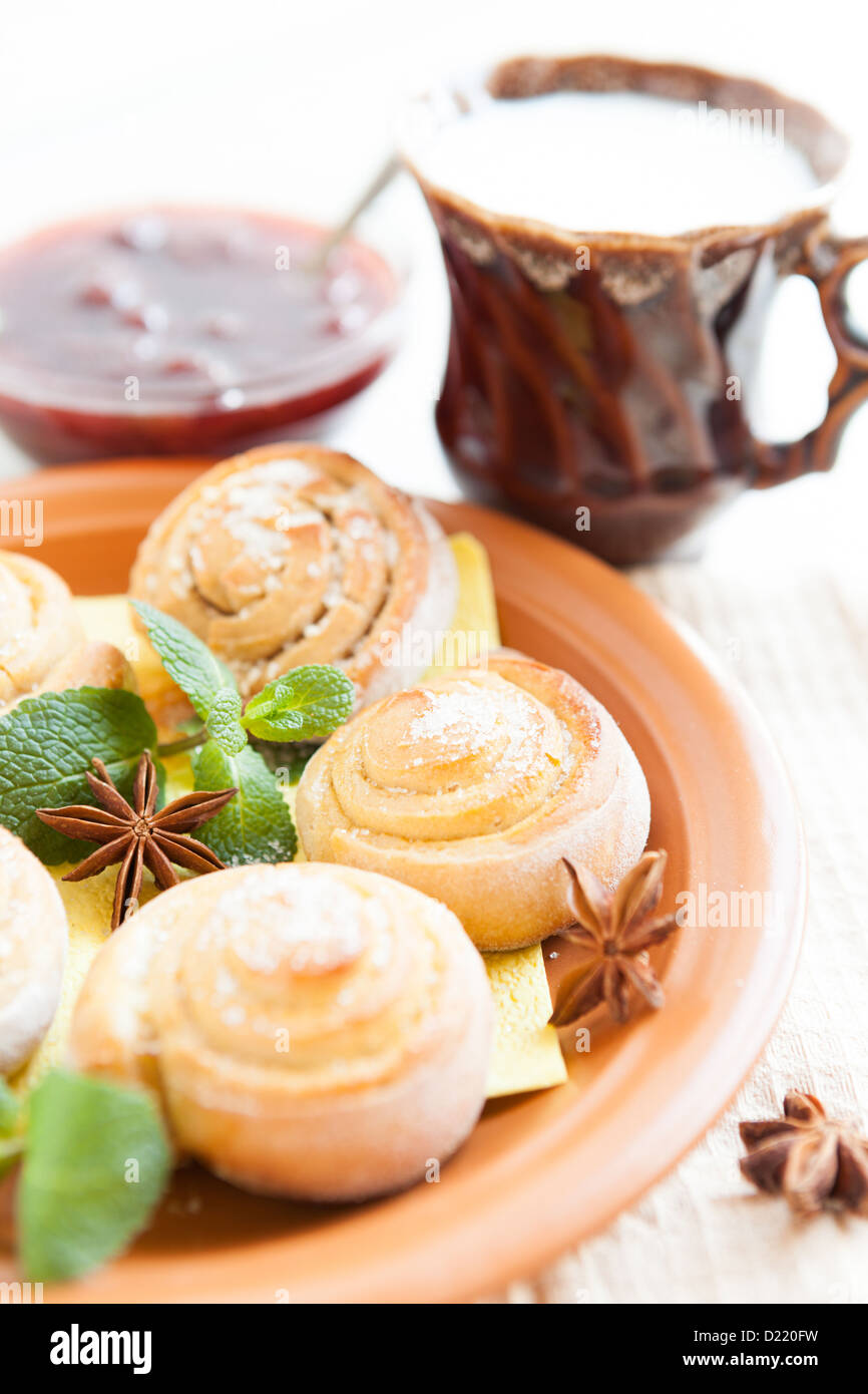 tasty homemade pastries and milk, close-up Stock Photo - Alamy