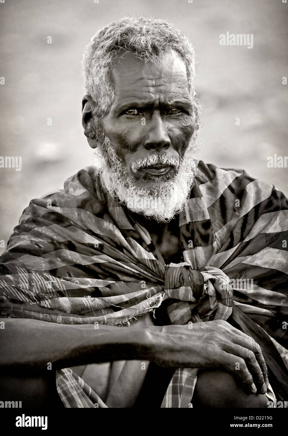 Old Afar Tribe Man, Obock, Djibouti Stock Photo - Alamy