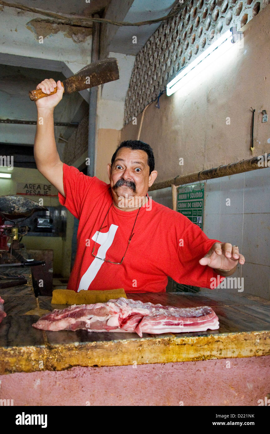 Cuba, Havana, butcher's shop Stock Photo - Alamy