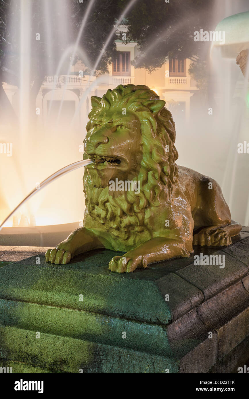 The Fountain of the Lions at Plaza Las Delicias, Ponce, Puerto Rico ...