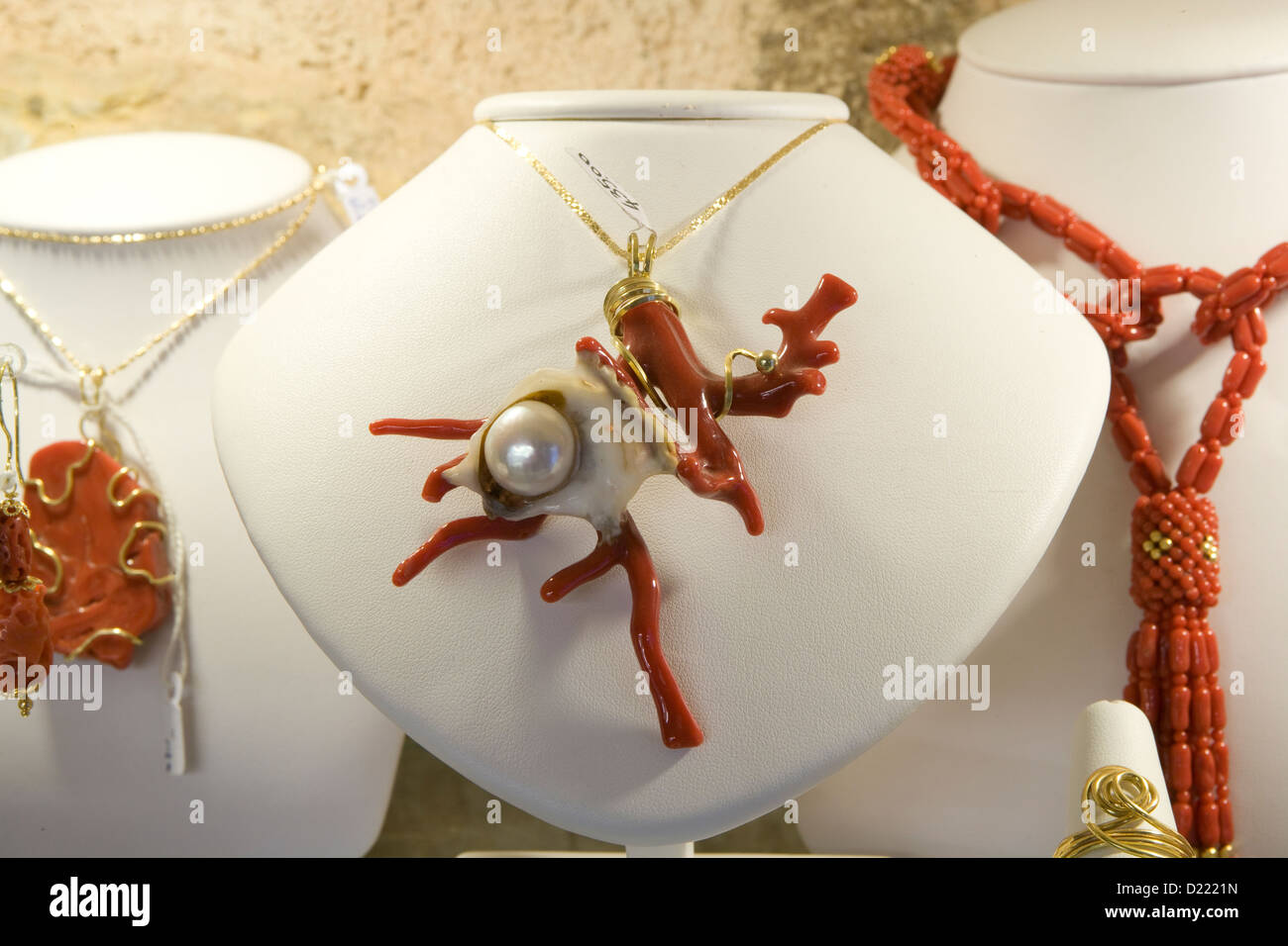Sardinia: Alghero - red coral jewelry Stock Photo - Alamy
