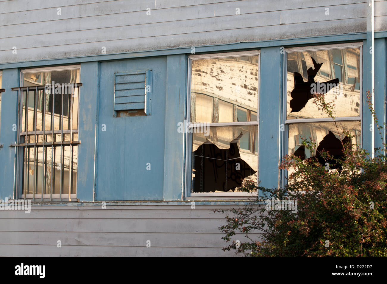 Broken windows at the historic Mare Island Naval Shipyard near Vallejo ...