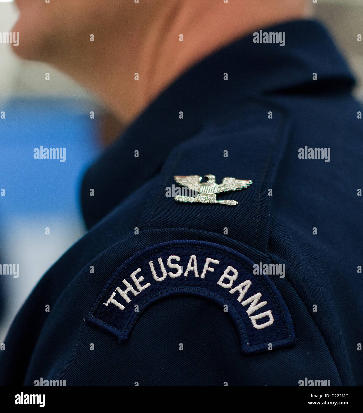 The U.S. Air Force Band commander leads band members during practice ...