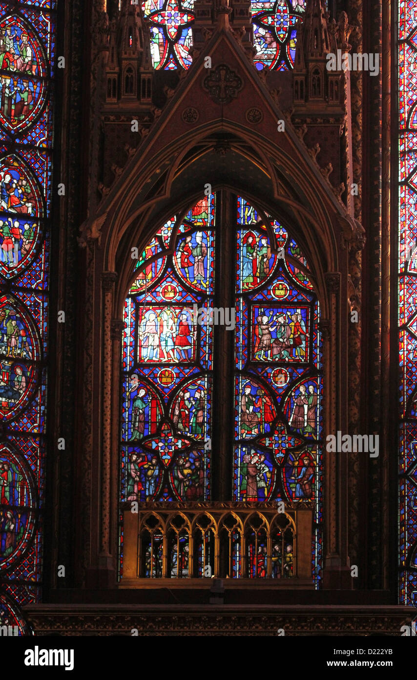 Stained glass window in La Sainte-Chapelle in Paris, France Stock Photo ...