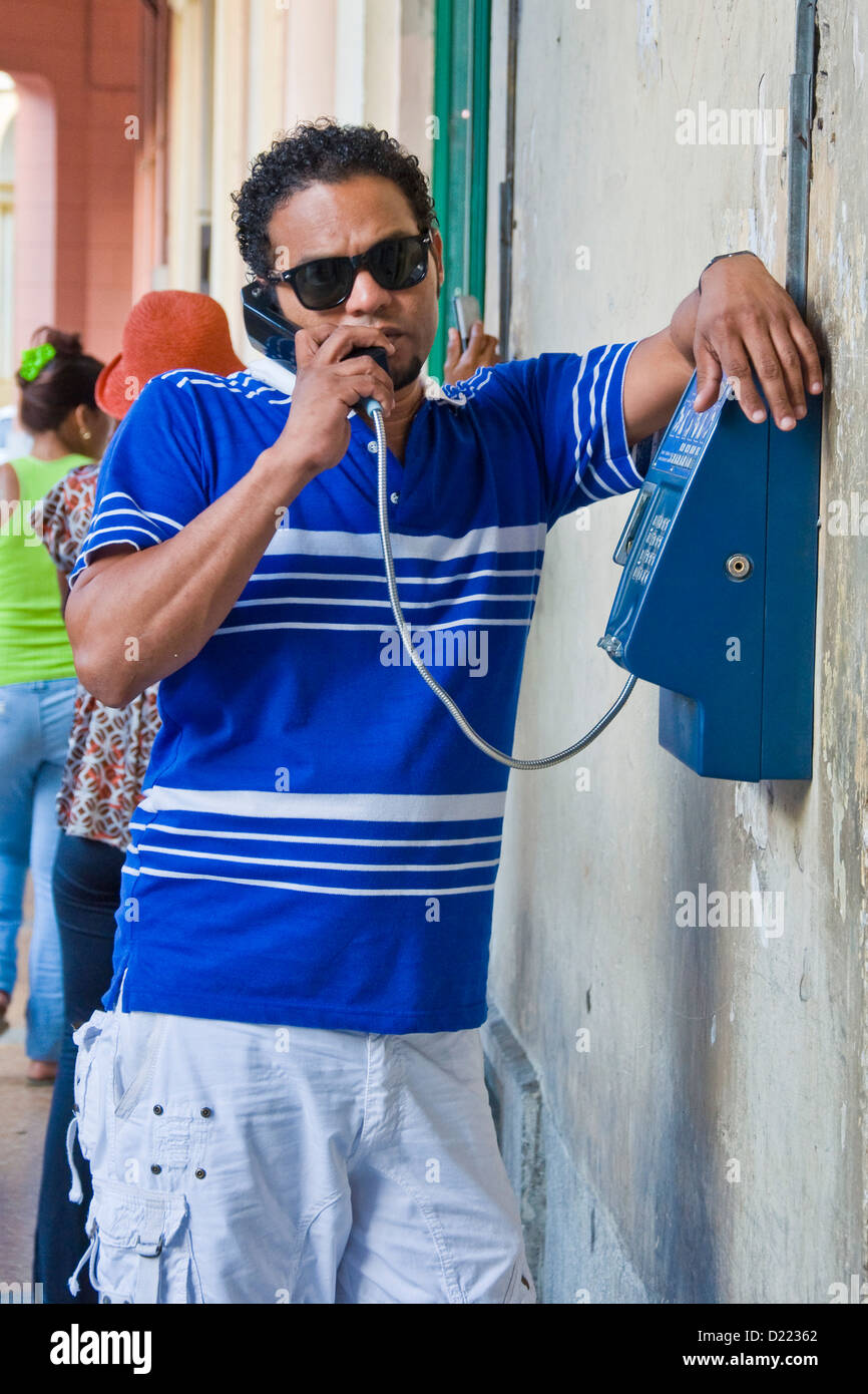 Cuba, Havana, public phone Stock Photo - Alamy