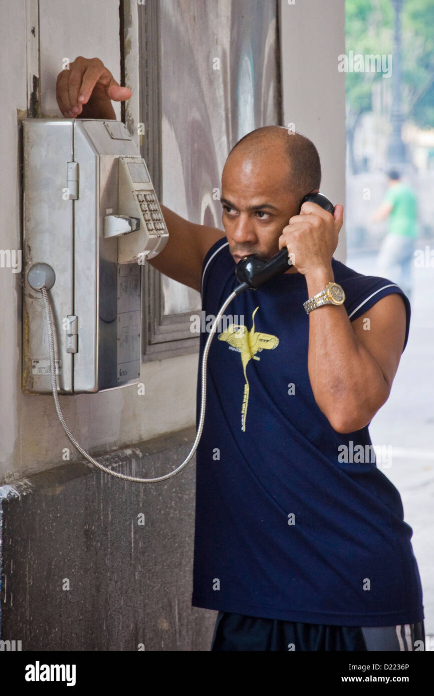 Cuba, Havana, public phone Stock Photo - Alamy