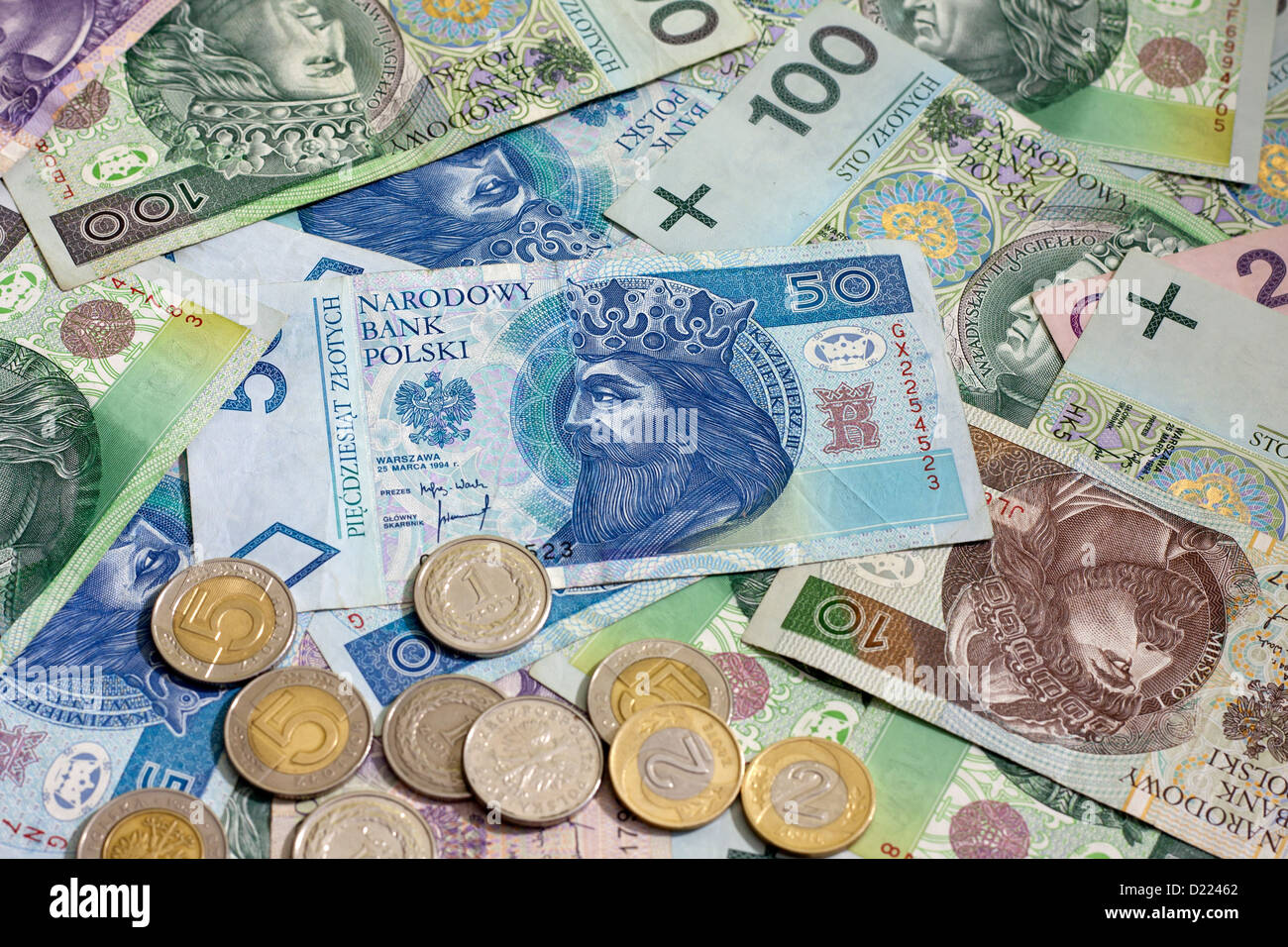 Polish money coins and banknotes background Stock Photo - Alamy