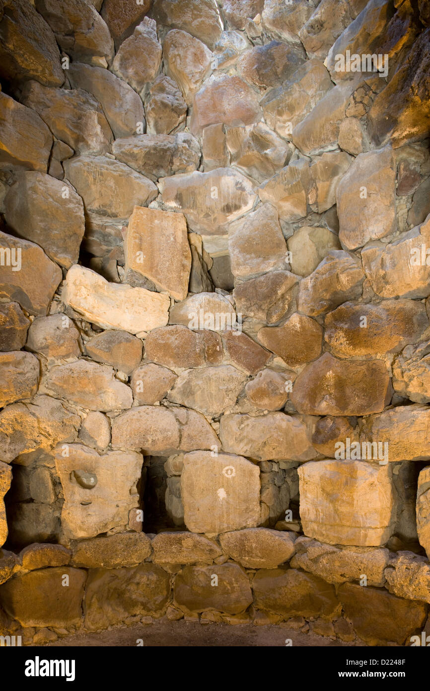 Sardinia: Nuraghe Su Nuraxi - interior of room in a tower of central ...