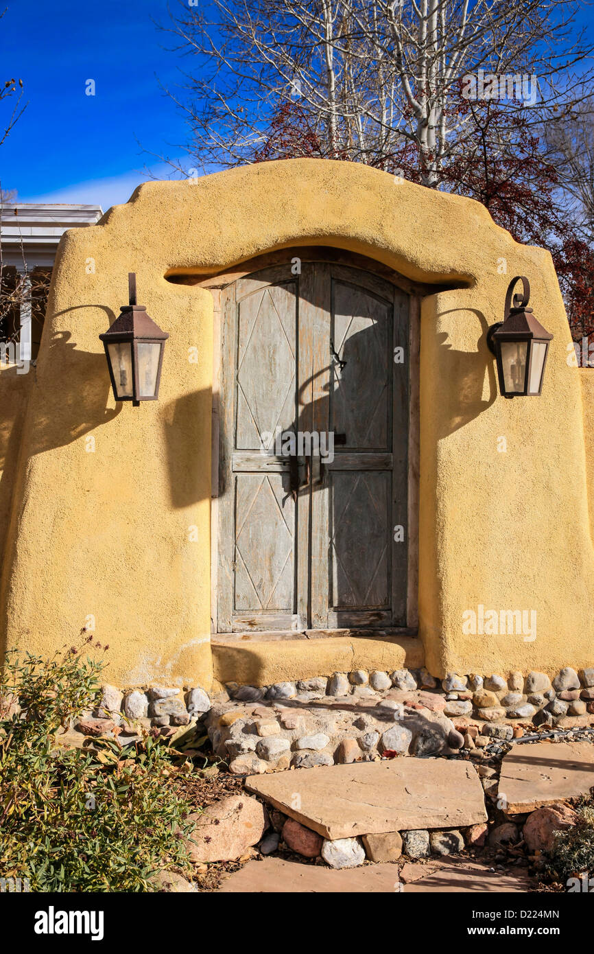 Distinctive New Mexico Adobe architecture seen in Santa Fe Stock Photo ...