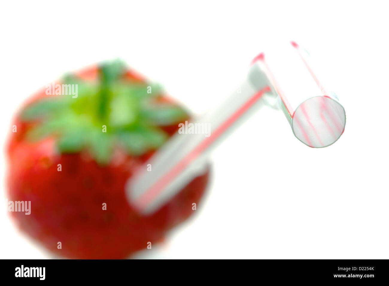 Strawberry with straw illustrating a healthy diet, an invitation to eat ...