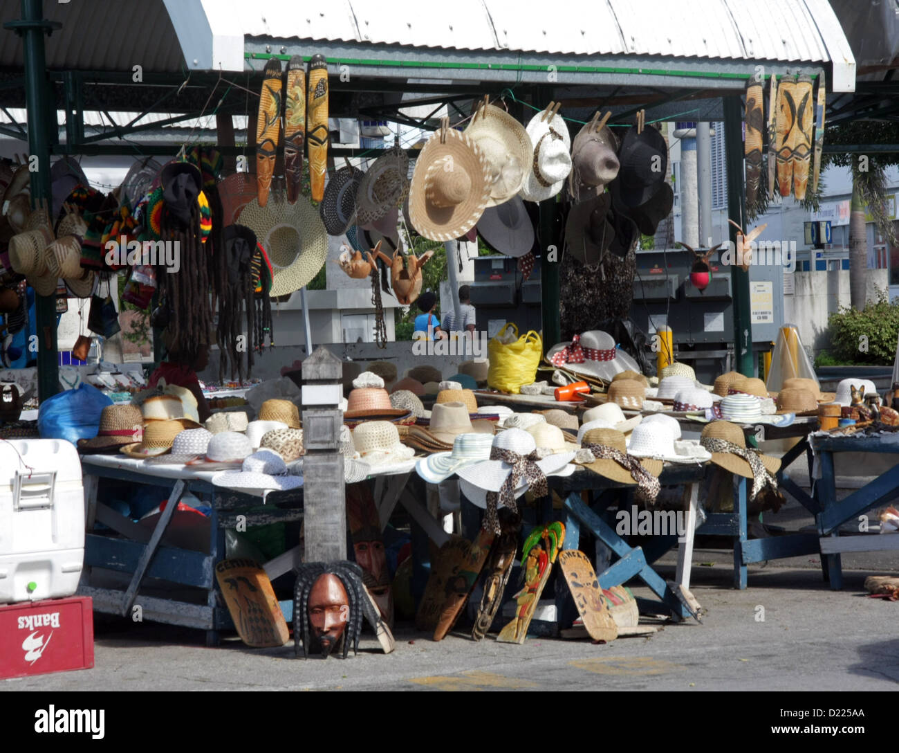 street trader - hat seller stall on Chamberlain Bridge, Bridgetown ...