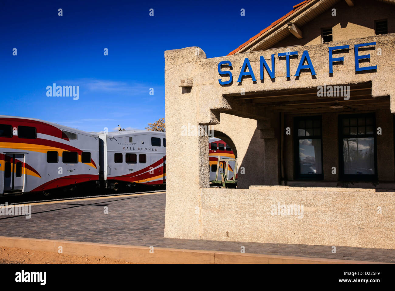 Santa Fe Railroad Station in New Mexico with the Road Runner commuter ...