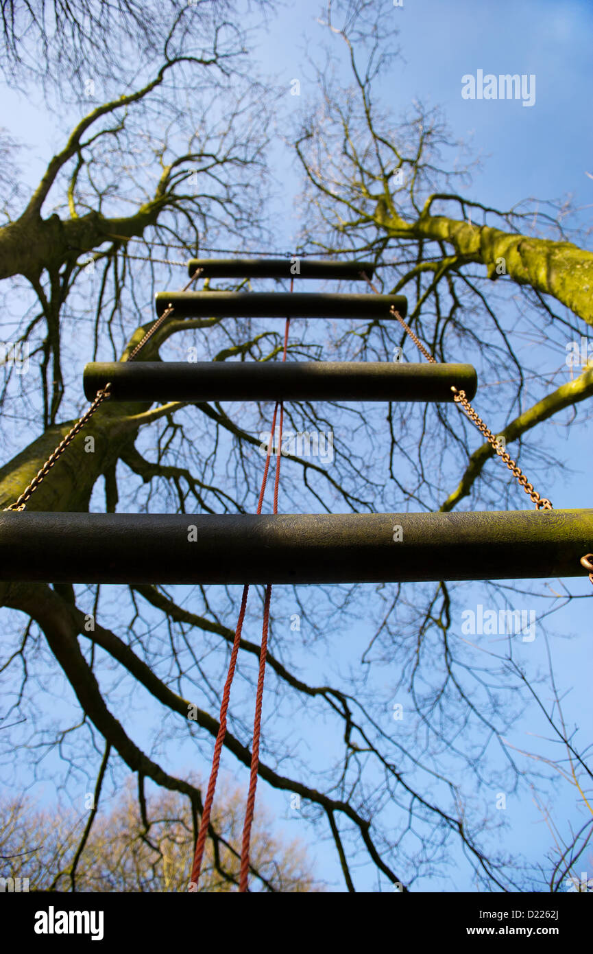 Rope ladder to climb easy up in the tree Stock Photo - Alamy