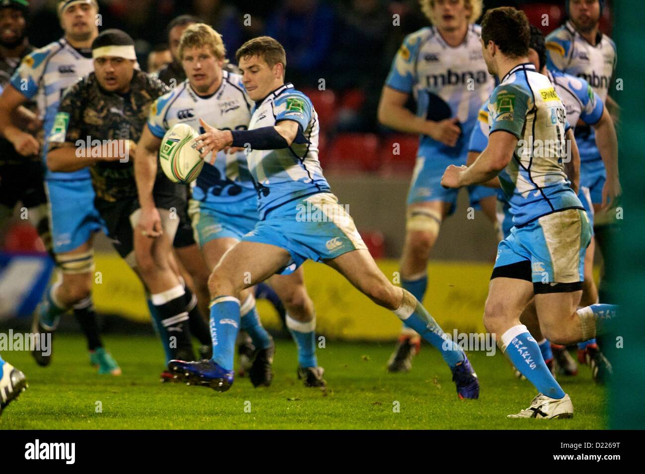 11.01.2013. Salford, England. Sale Sharks scrum-half Will Cliff in ...