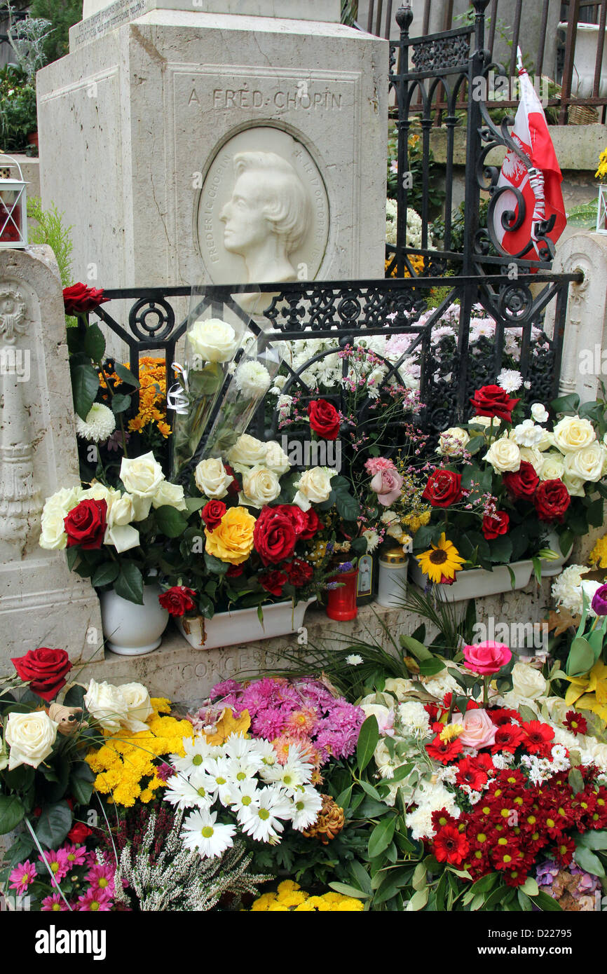 Tomb of Frederic Chopin, famous Polish composer, at Pere Lachaise ...