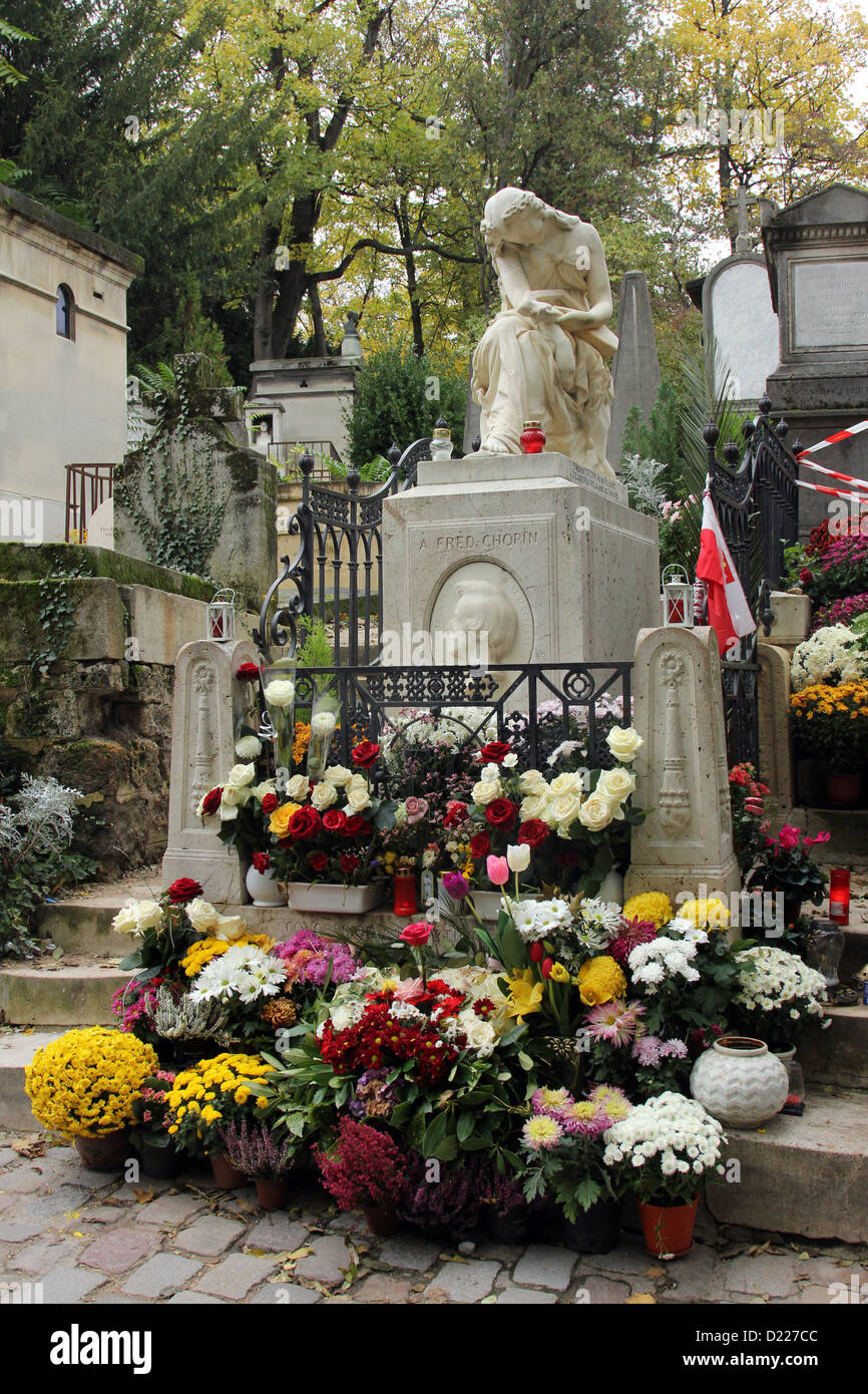 Tomb of Frederic Chopin, famous Polish composer, at Pere Lachaise ... Tomb of Frederic Chopin, famous Polish composer, at Pere Lachaise ...