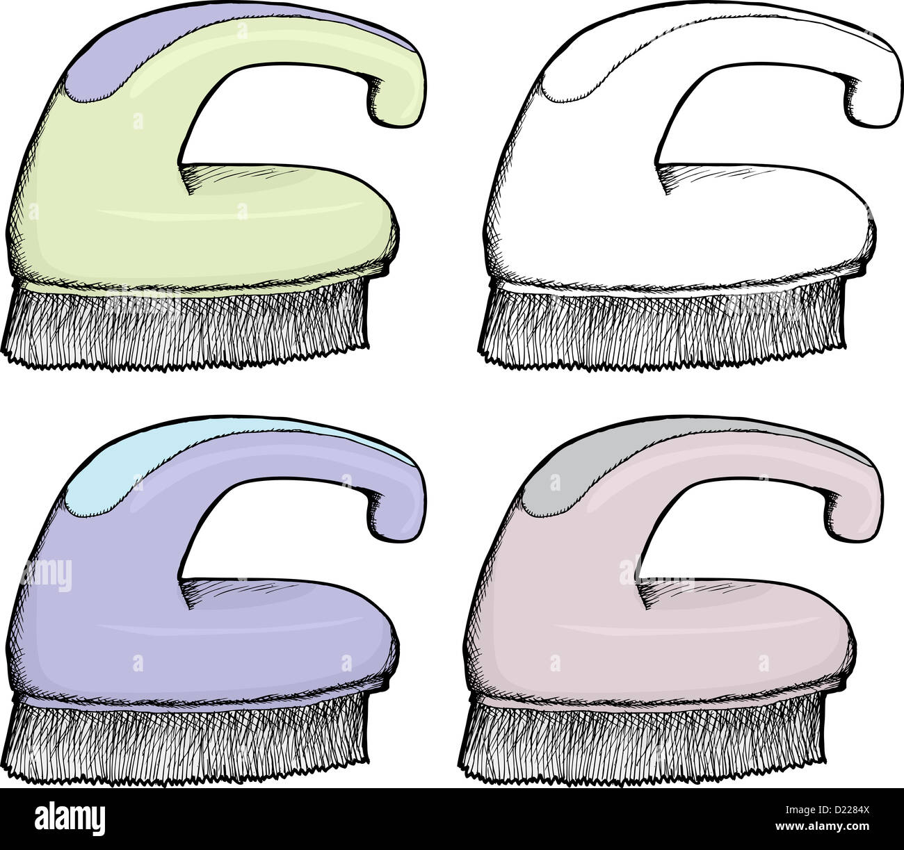 Isolated hand drawn plastic scrub brush in various colors Stock Photo ...