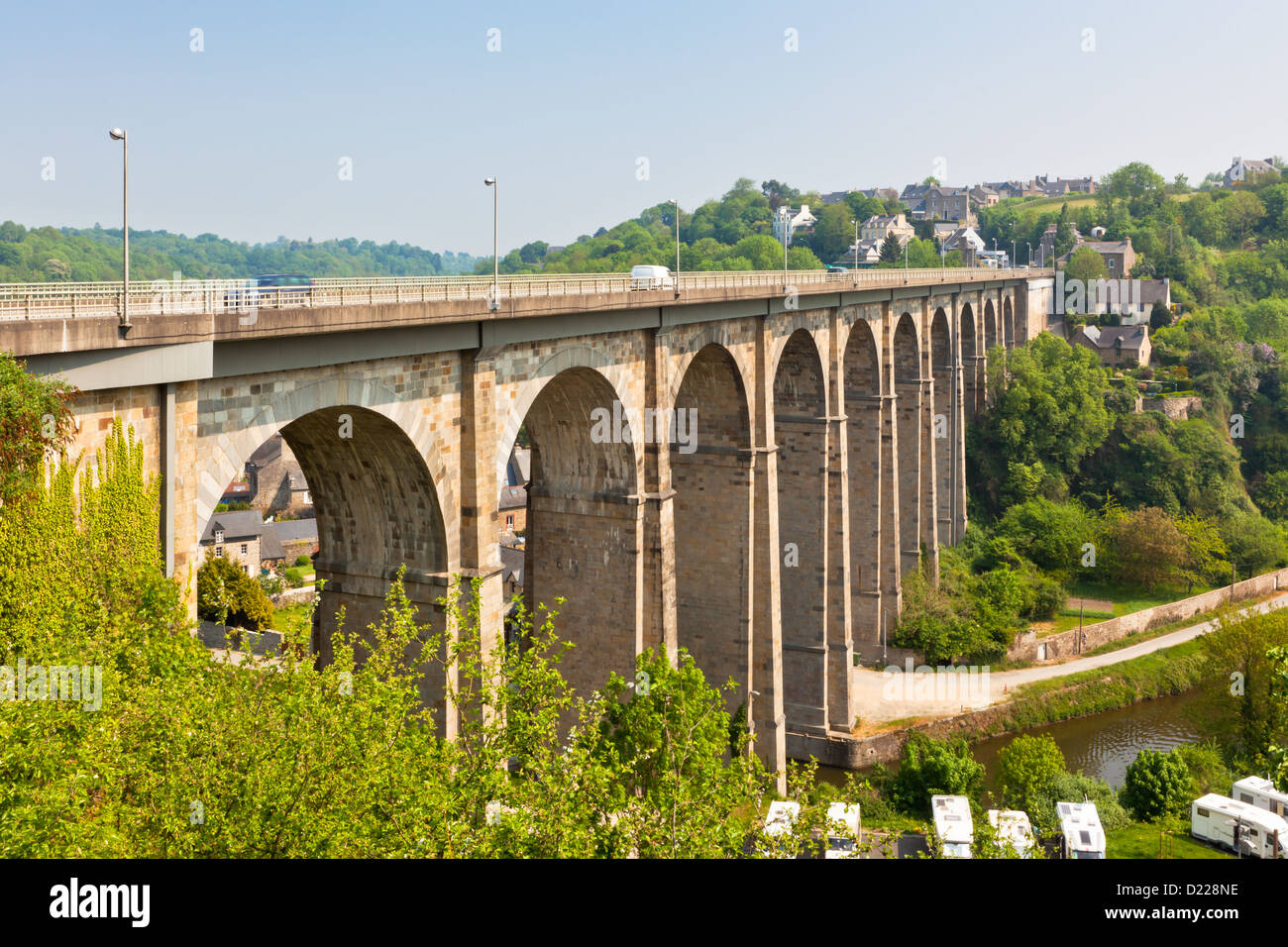 Large stone bridge in Dinan town, Brittany, France Stock Photo - Alamy