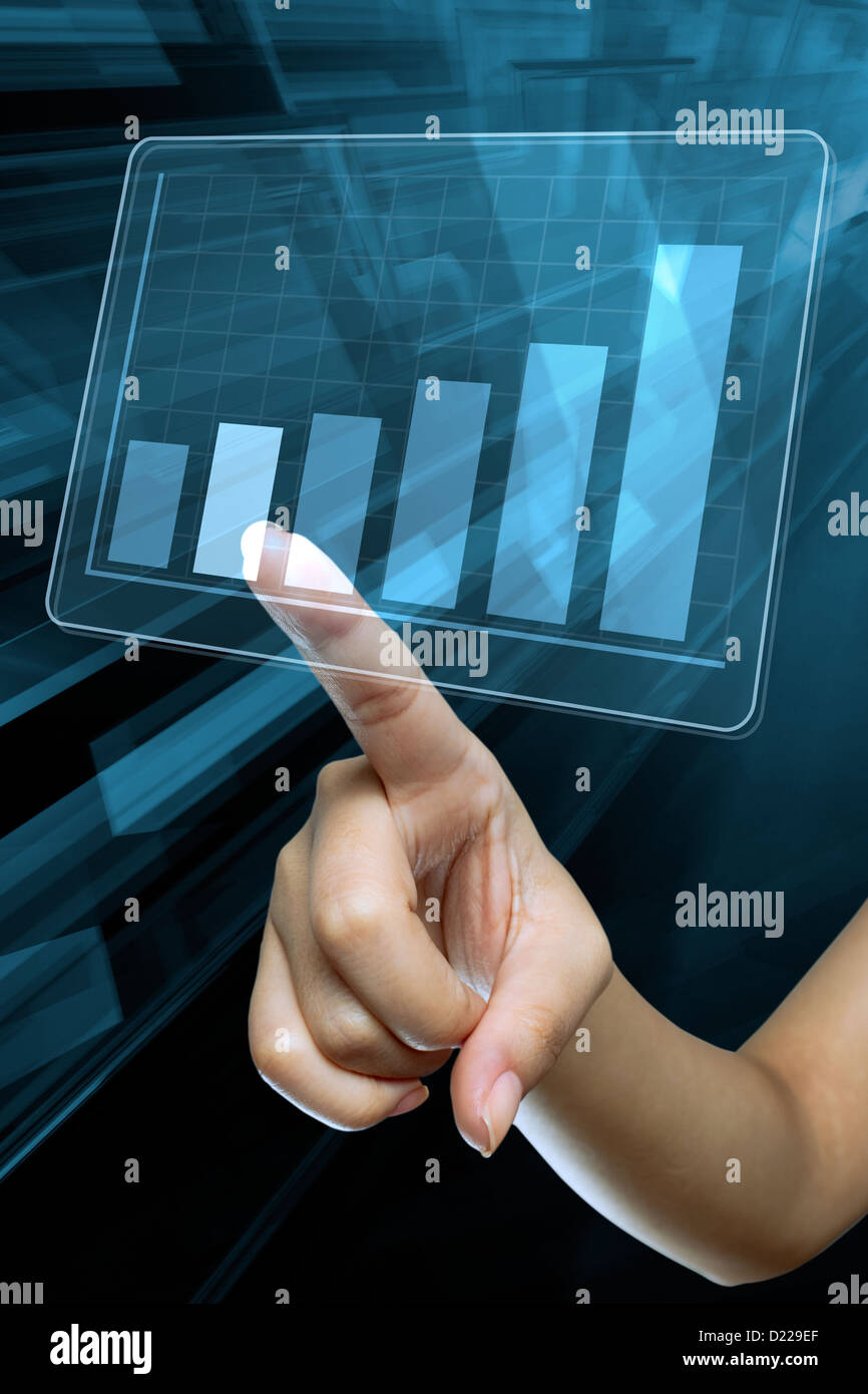 A woman finger make a graph on a digital screen Stock Photo - Alamy