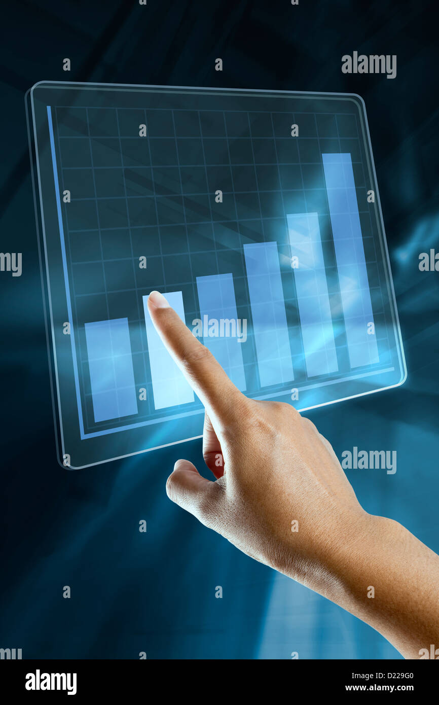 A woman finger make a graph on a digital screen Stock Photo - Alamy