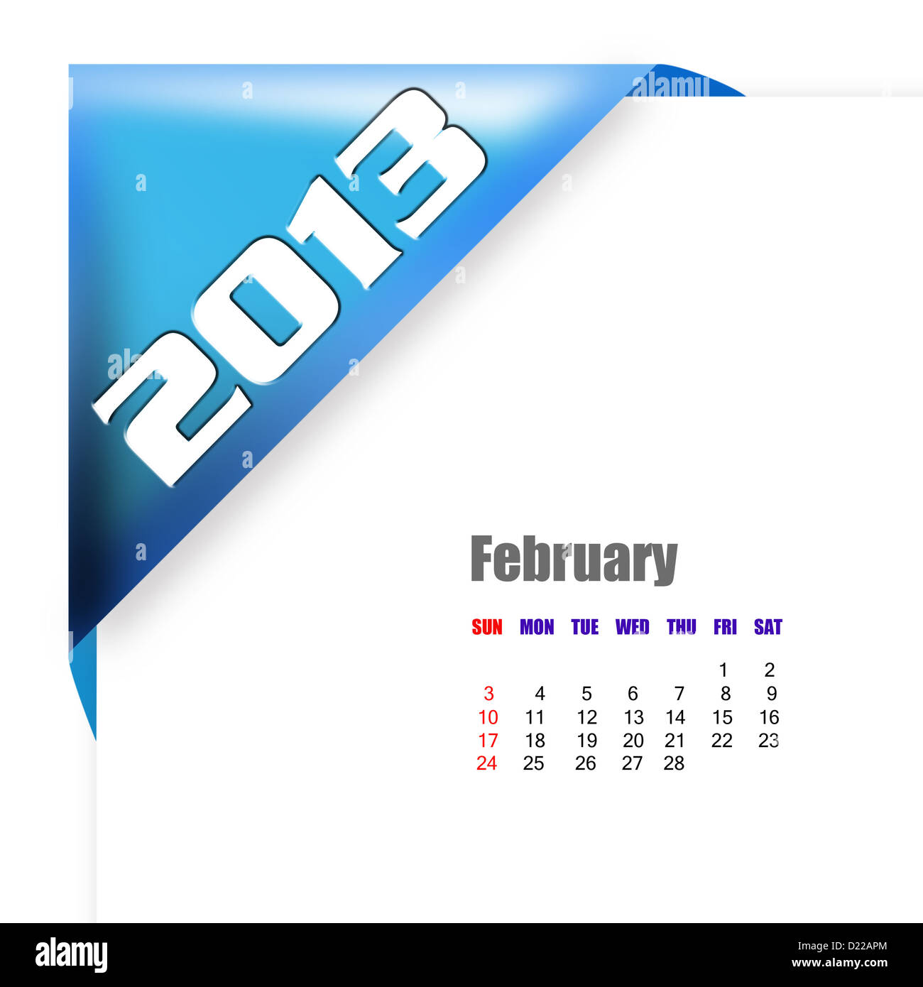 2013 February calendar Stock Photo - Alamy
