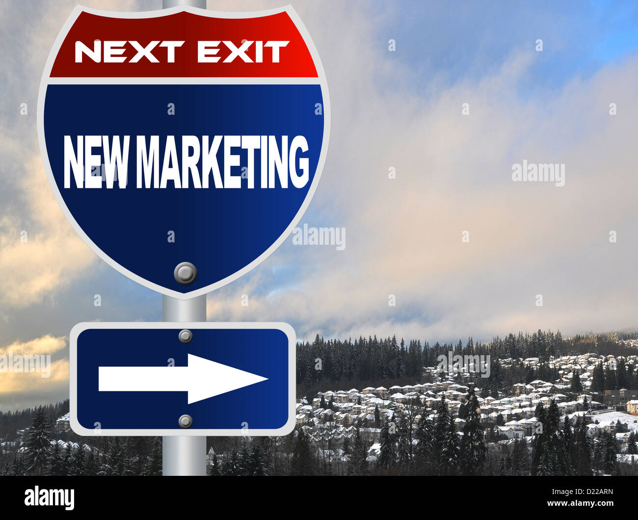 New marketing road sign Stock Photo - Alamy
