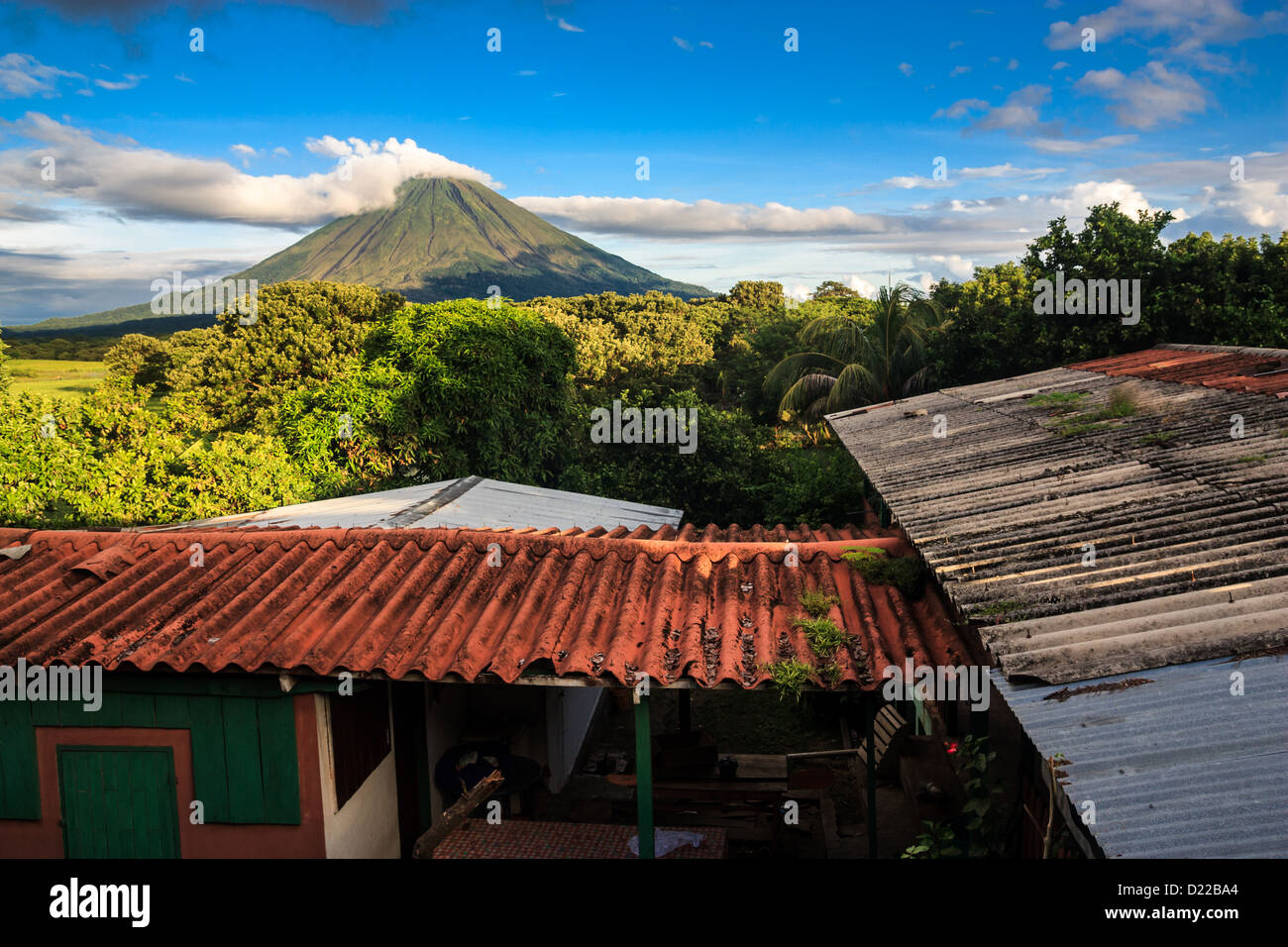 View of Concepción in Ometepe an island formed by two volcanoes rising ...