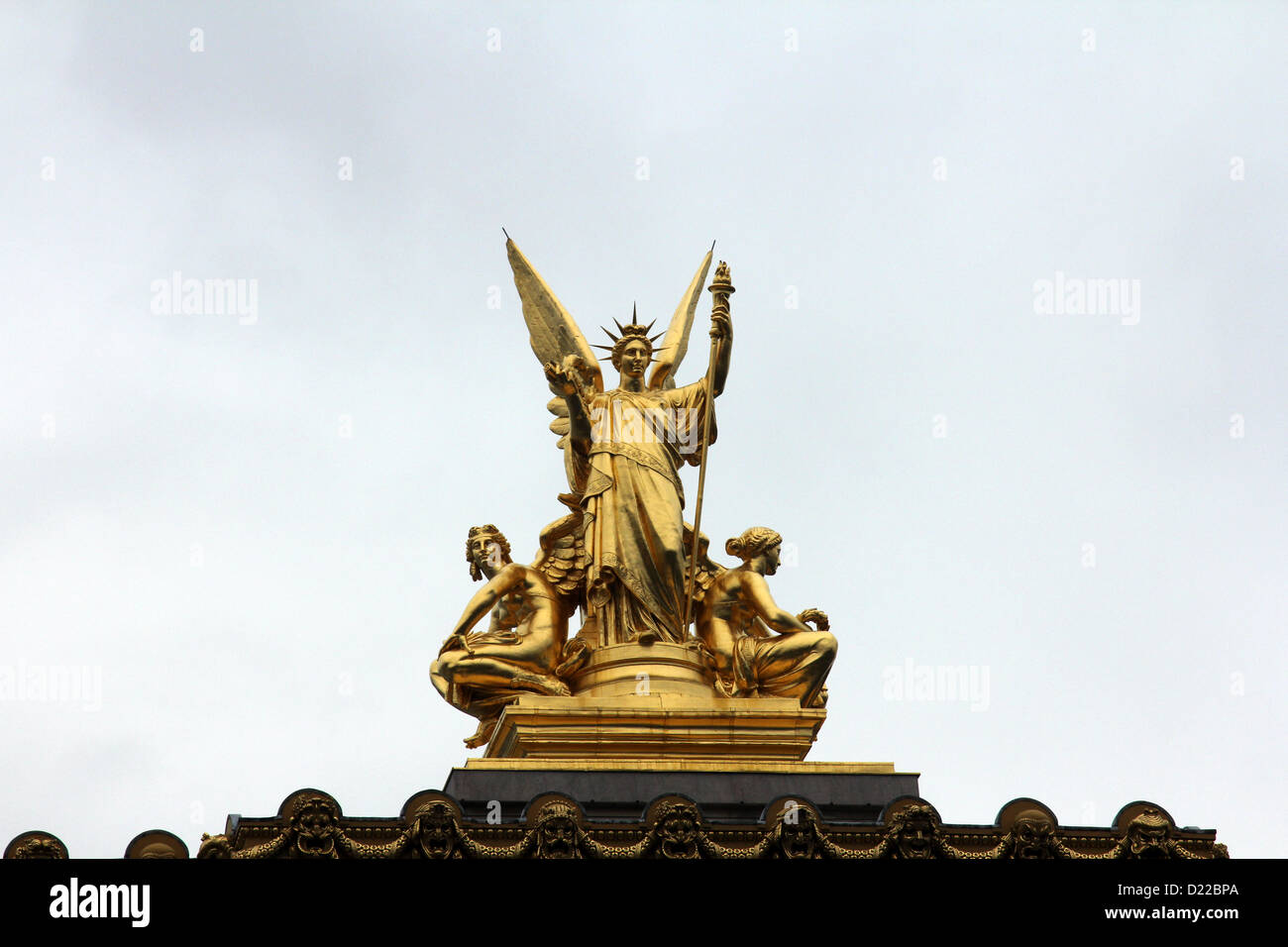 Golden statue of Angel on the top of the Garnier Opera in Paris, France ...