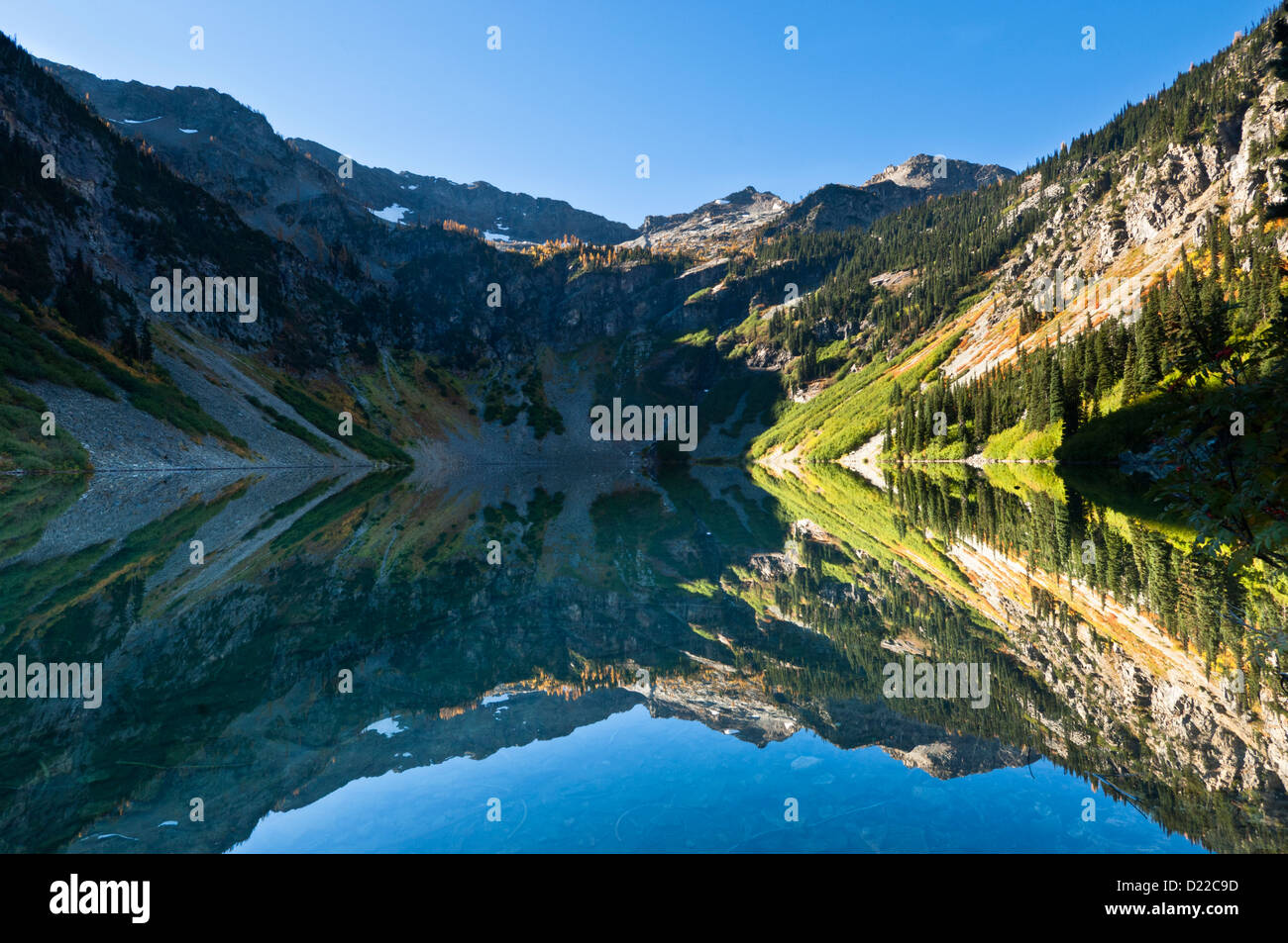 Calm morning at Rainy Lake near Rainy Pass in the Okanogan-Wenatchee ...
