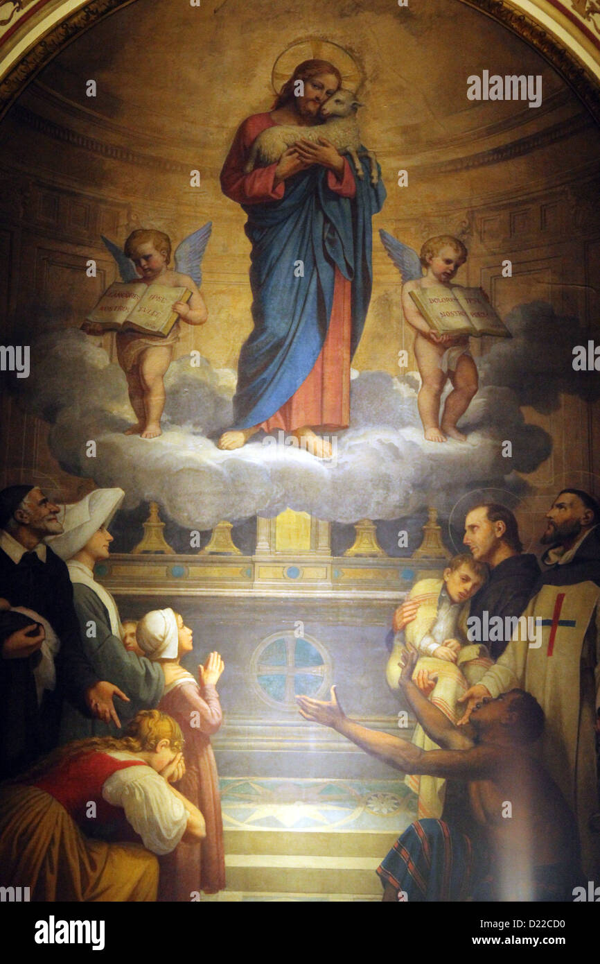 Jesus good shepherd , Church of the Holy Trinity, Paris Stock Photo - Alamy