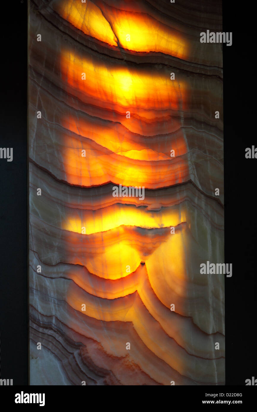 The decorative sample of the natural processed stone with illumination ...