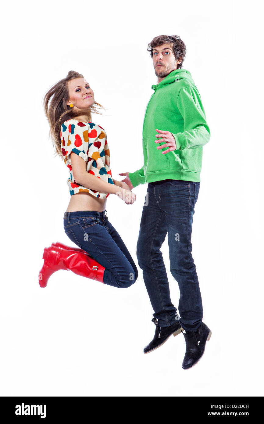 Woman jump on man Cut Out Stock Images & Pictures - Alamy