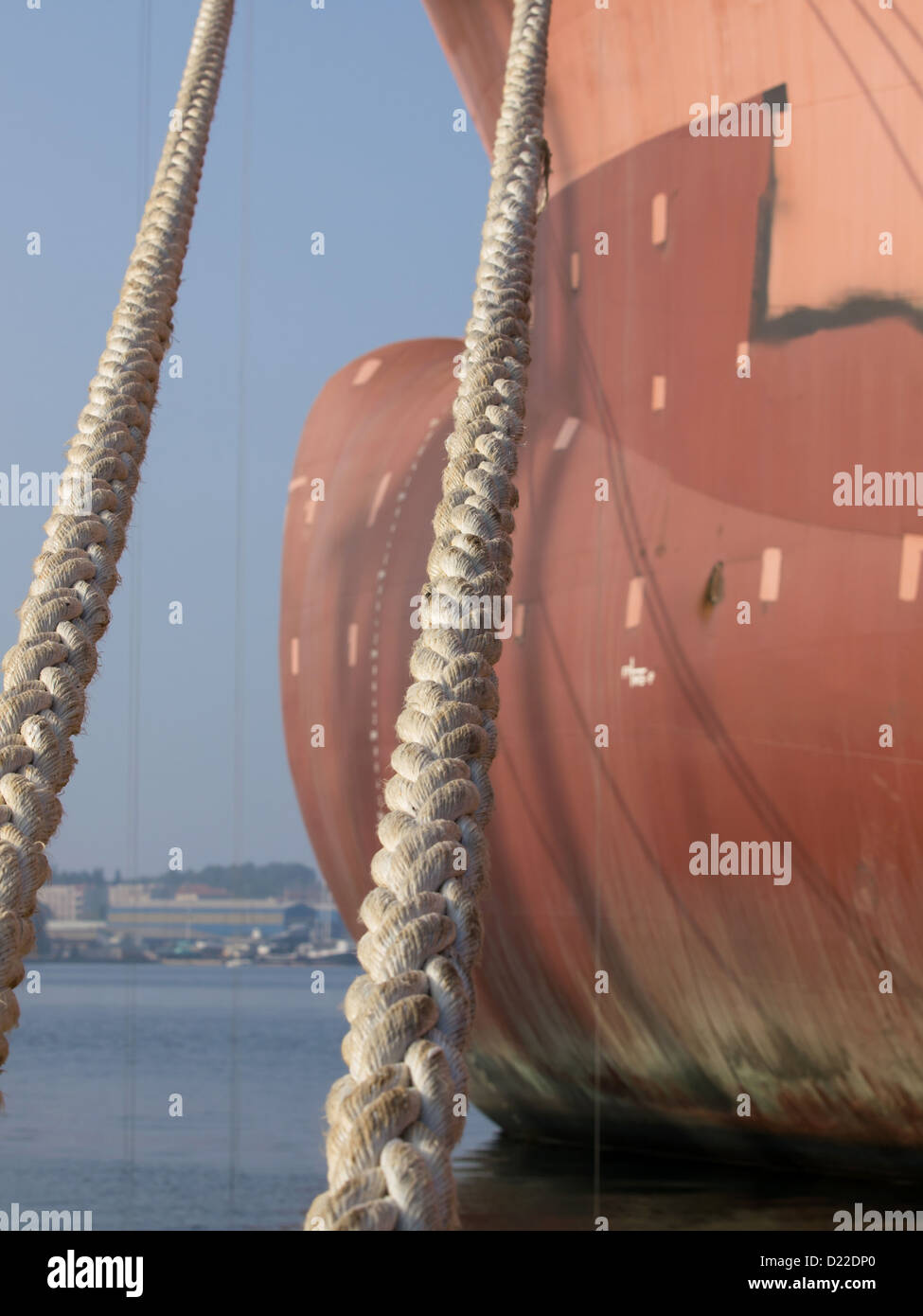 ropes on the new boat in the shipyard Stock Photo - Alamy